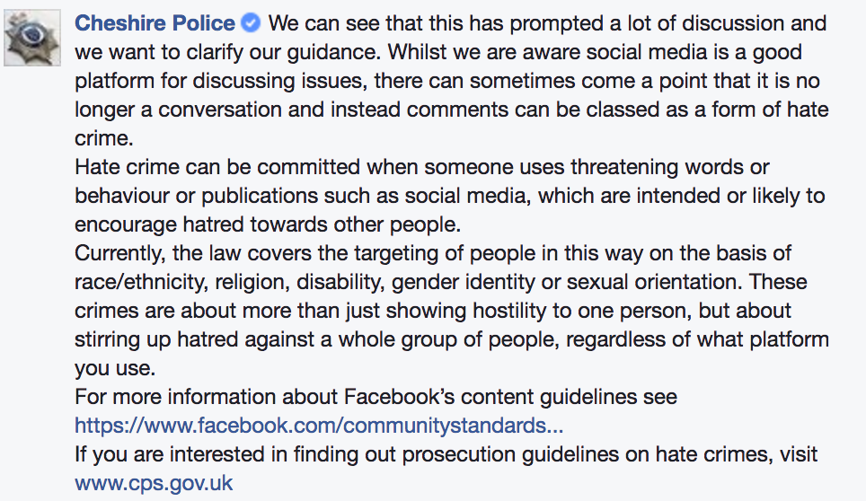 Cheshire Police Warn People Against Posting ‘Offensive’ Messages On ...