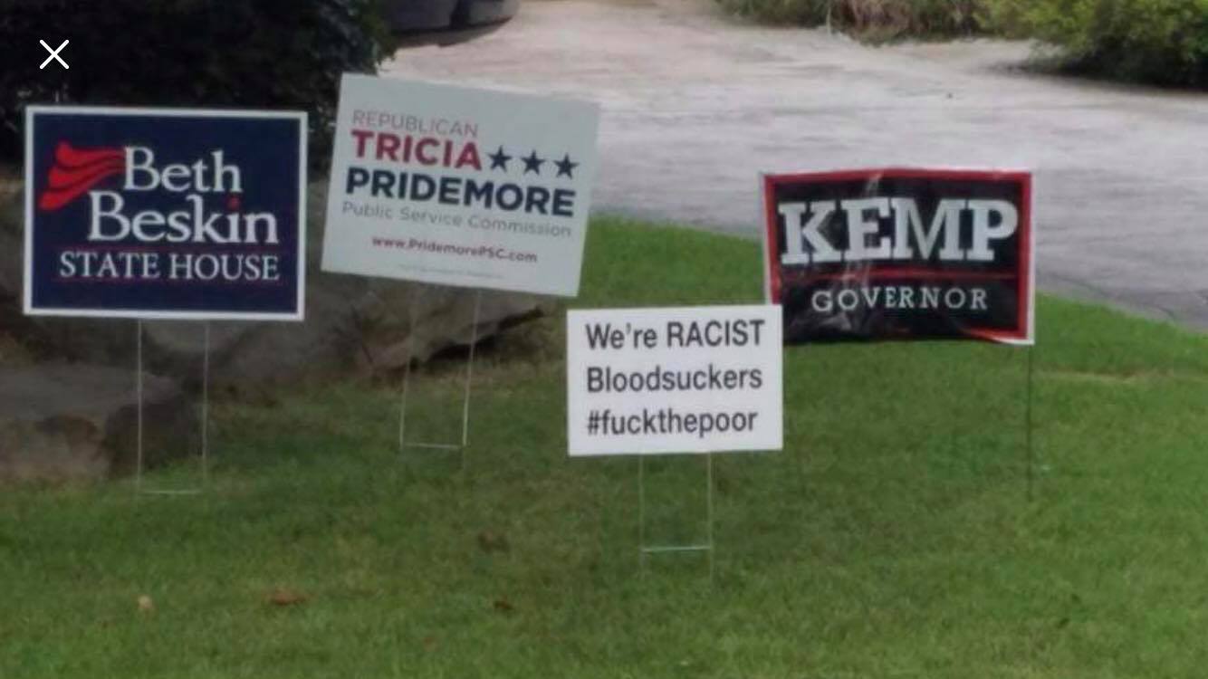 Someone Placed Extremely Disturbing Political Signs In Front Of Homes ...