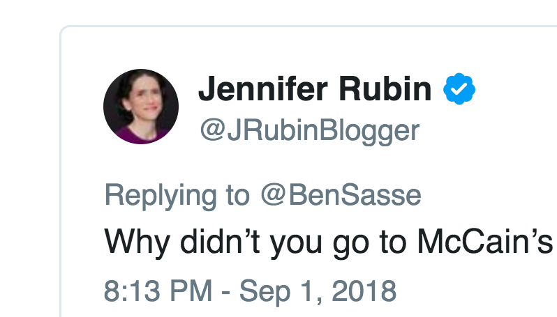 Jennifer Rubin Tries To “Own” Ben Sasse Over McCain’s Funeral… Steps In ...