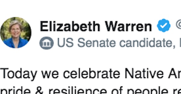 Elizabeth Warren Celebrates ‘Indigenous Peoples Day,’ And Twitter Can’t ...