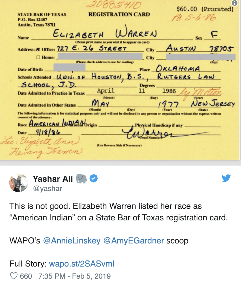 Ummmm Elizabeth Warren Claimed To Be Native American In Her Application ...