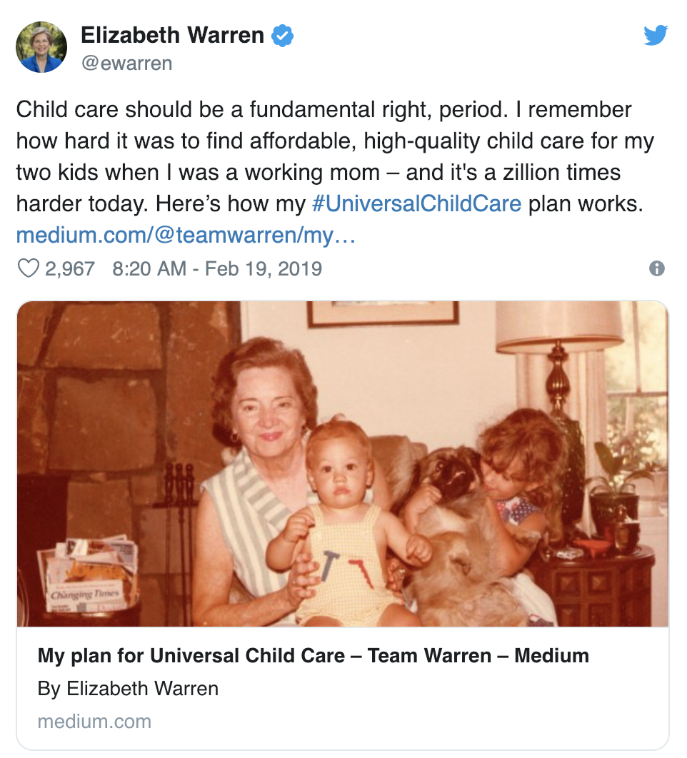 Elizabeth Warren Calls Child Care A ‘Fundamental Human Right’ – Chicks ...
